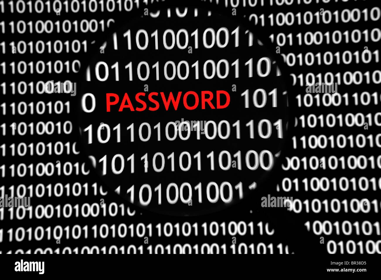 Hacker Viewing Computer Screen Shot With Binary Code And Password Text Great Concept For