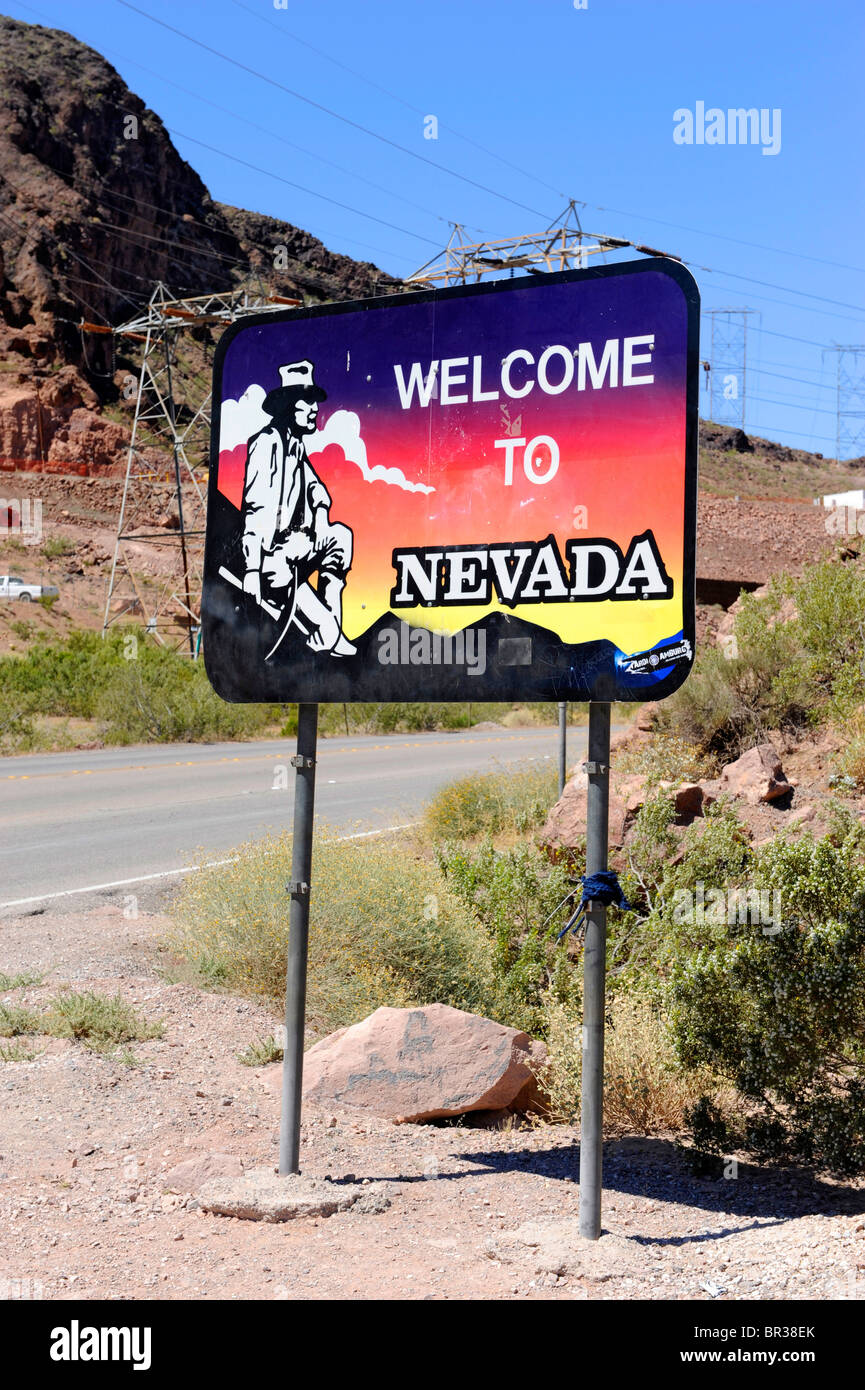 Welcome to Nevada travel Sign Stock Photo - Alamy