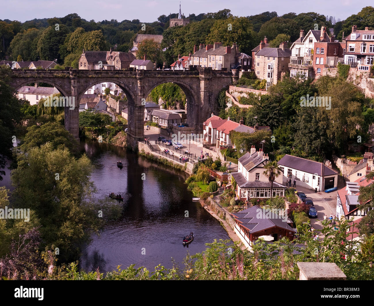 Knaresborough and the River Nidd from the Castle Gardens, North ...