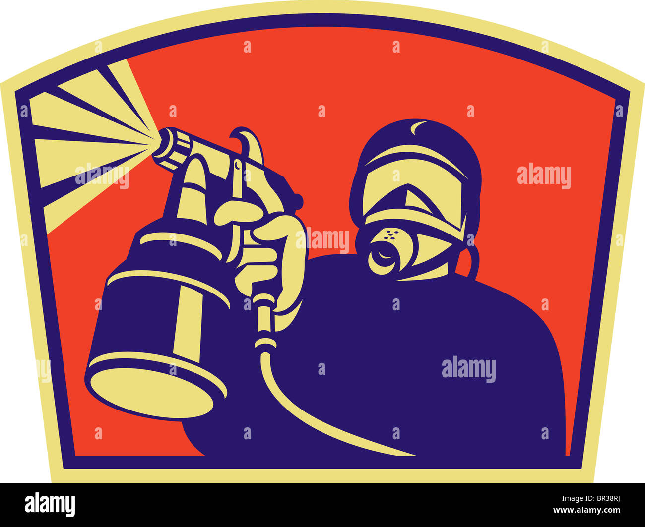 illustration of a spray painter with spray gun Stock Photo - Alamy