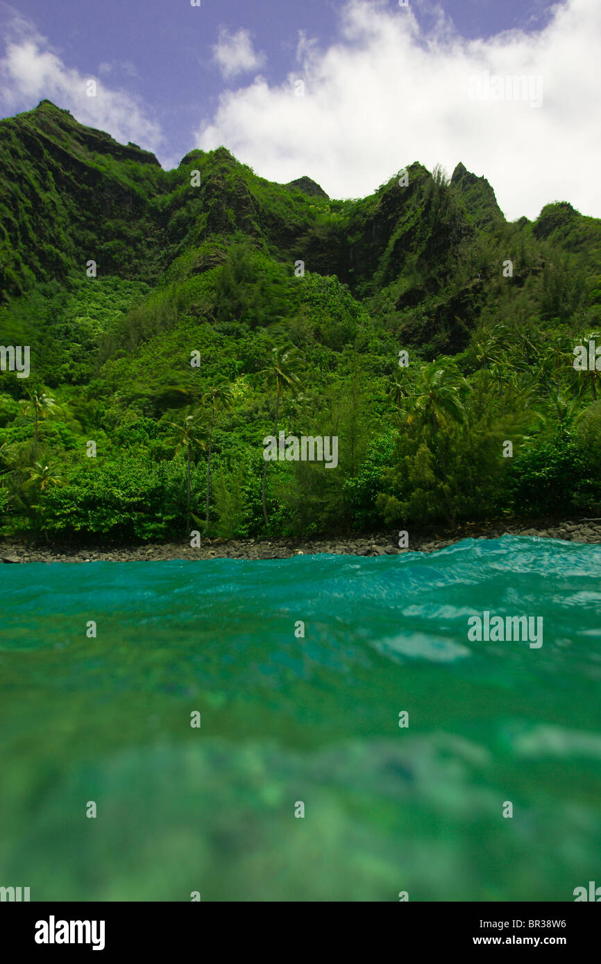 Ke'e Beach on the Na Pali Coast, Kauai, Hawaii (water housing Stock ...