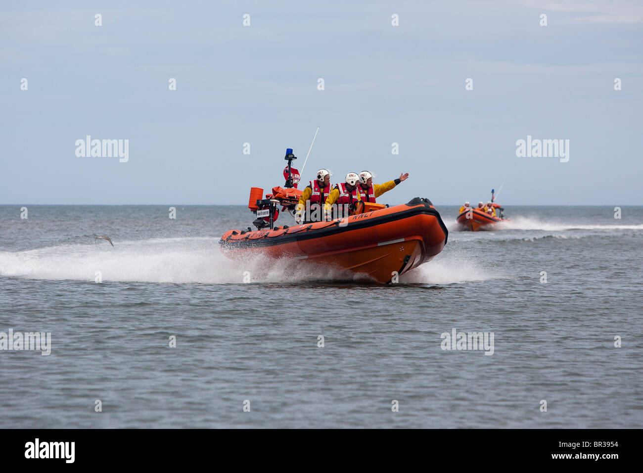 Atlantic 75 Class B RNLI Lifeboat, in the North Sea, off Staithes ...