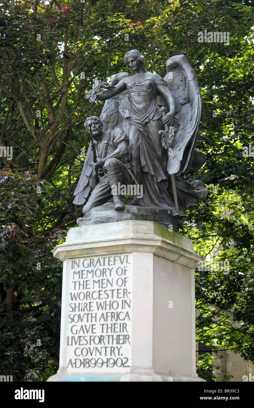 Boer War memorial outside Worcester Cathedral, Worcestershire, England ...