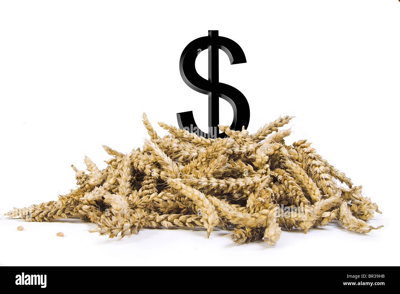 pile of grain with a dollar sign Stock Photo - Alamy
