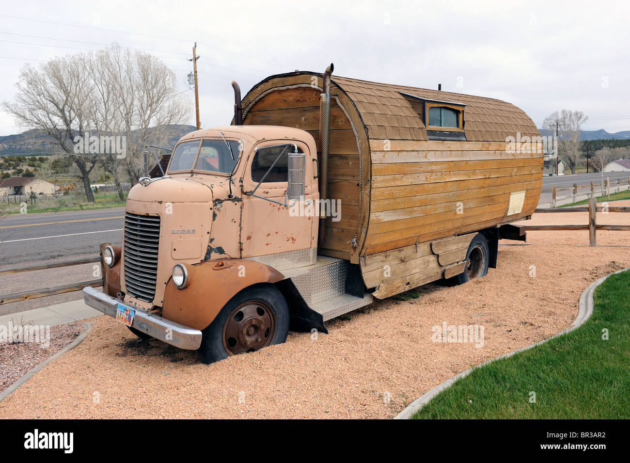 Handmade Wooden Motorhome along Highway 89 Hatch Utah Stock Photo - Alamy