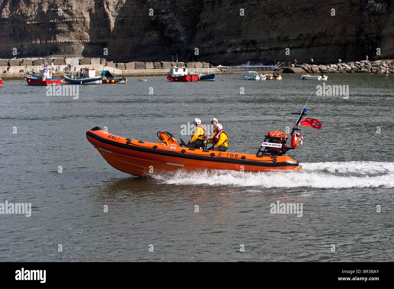 Atlantic 75 Class B RNLI Lifeboat, in the North Sea, off Staithes ...