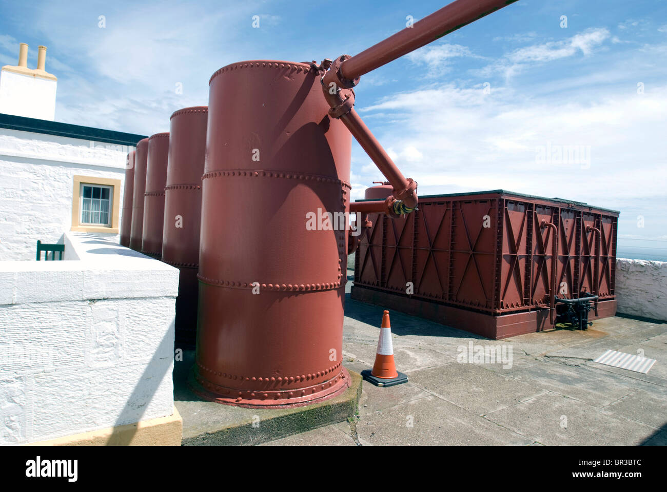 Fog horn air storage tanks at the Mull of Galloway lighthouse, South ...