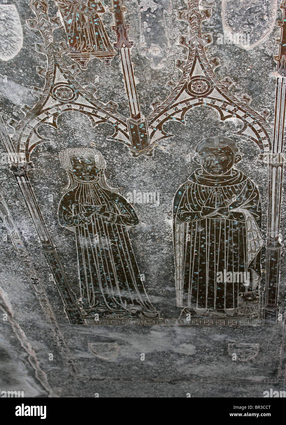 Monumental brass at the Anglo-Saxon priory church of St Mary, Deerhurst ...