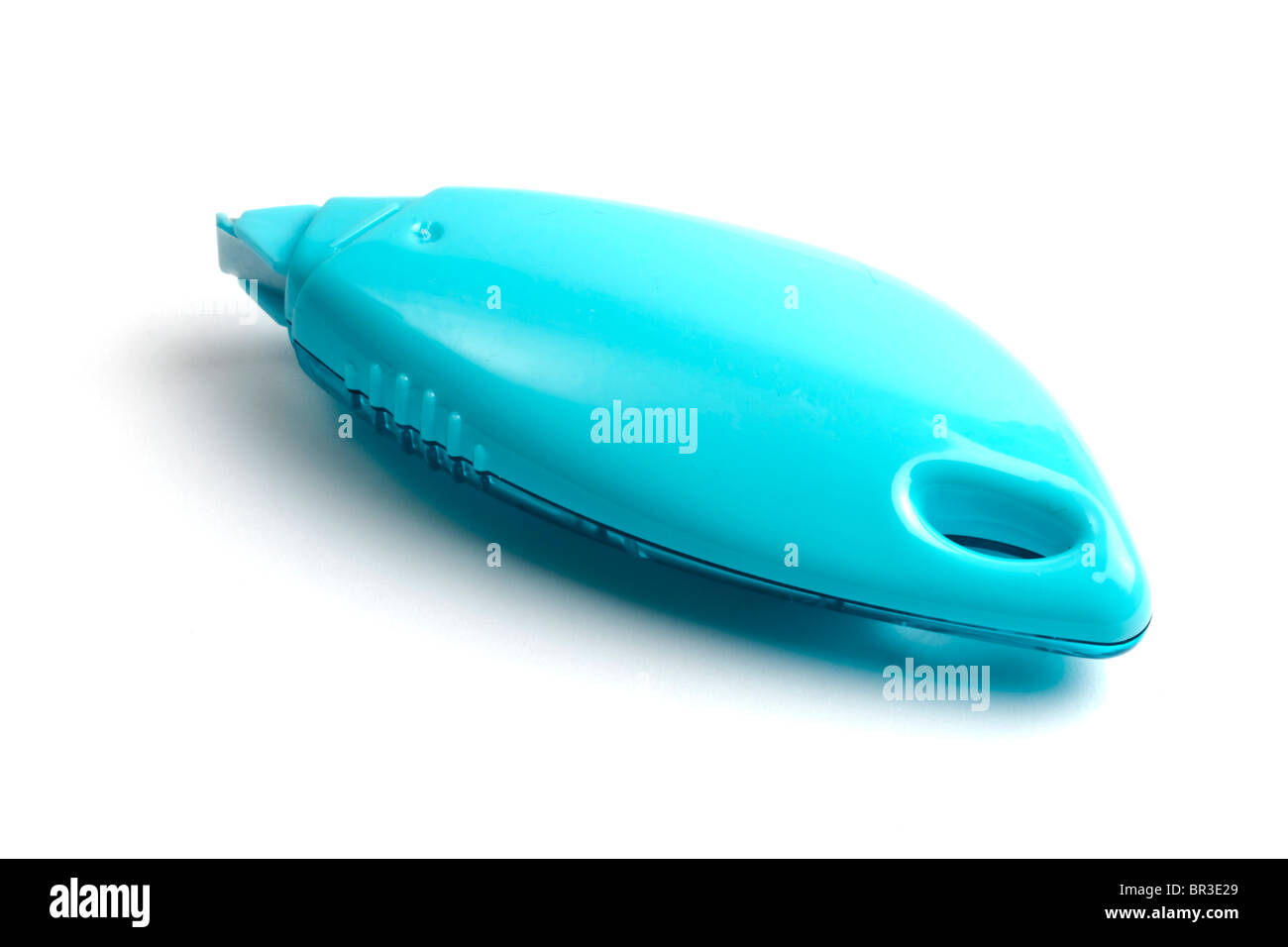 Blue correction tape isolated on white background Stock Photo - Alamy