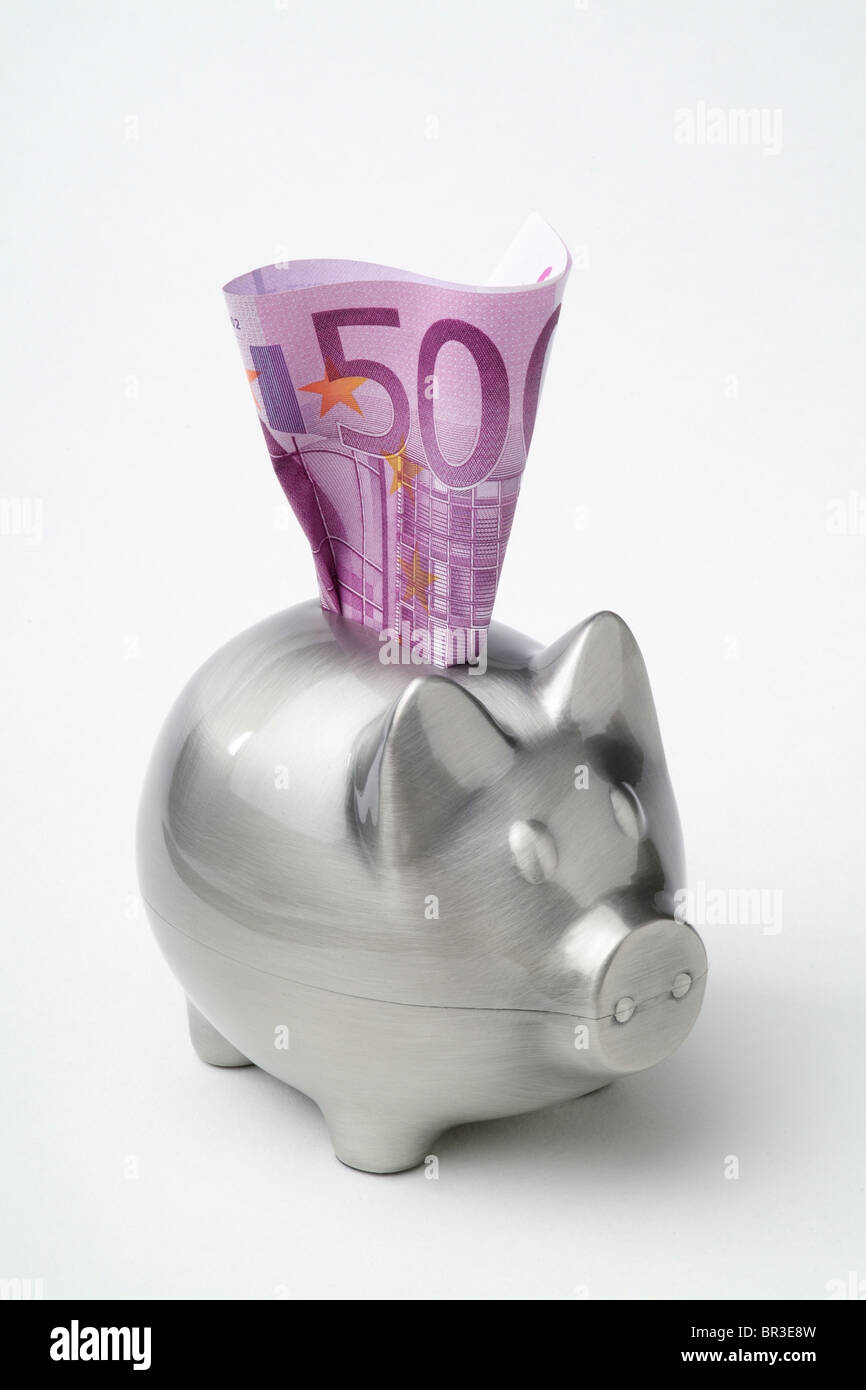 Silver piggy bank Stock Photo - Alamy