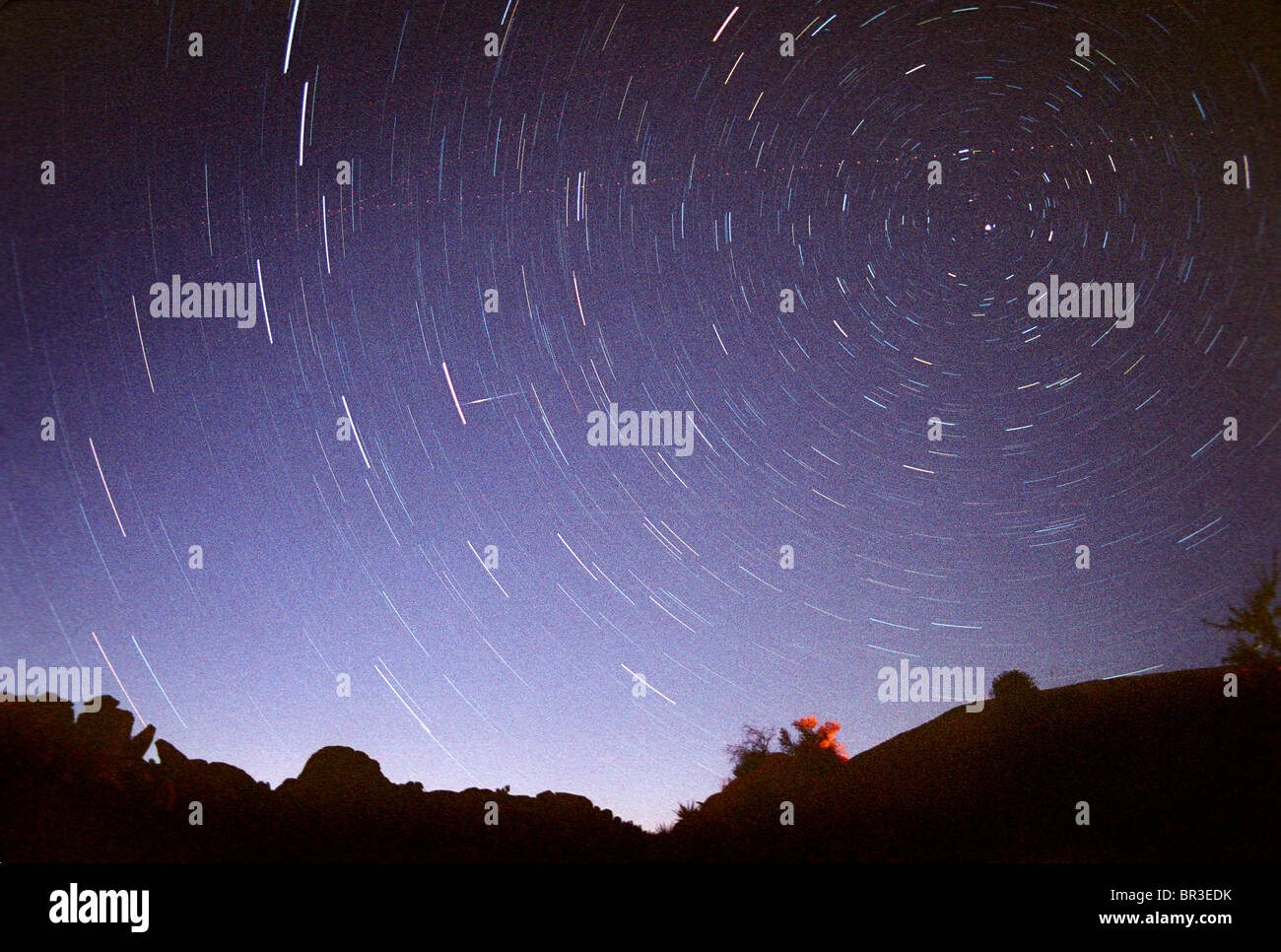 Night time exposure of Perseids Meteors Stock Photo - Alamy