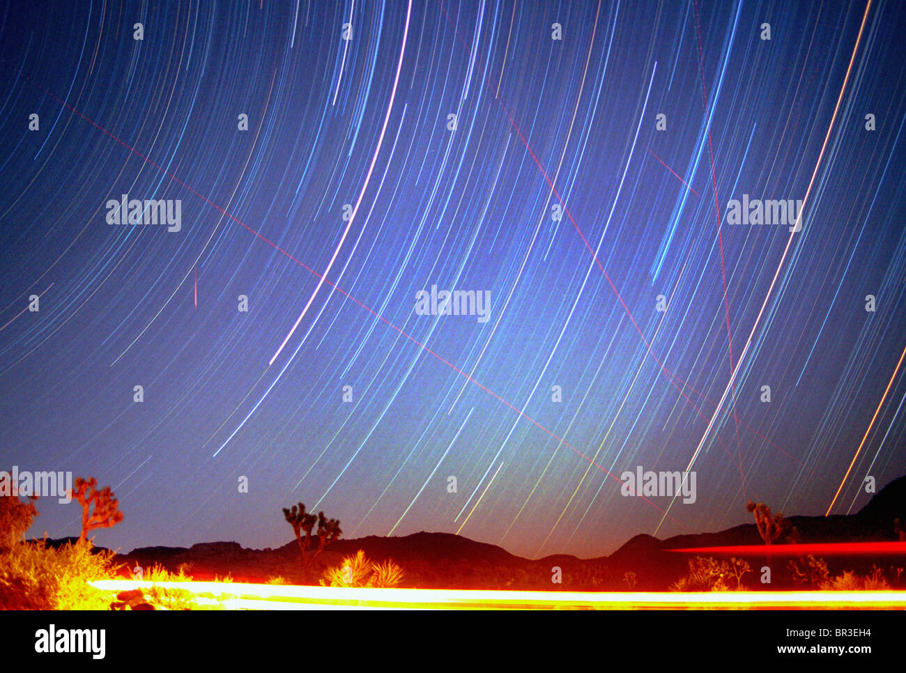 Night time exposure of Perseids Meteors Stock Photo - Alamy