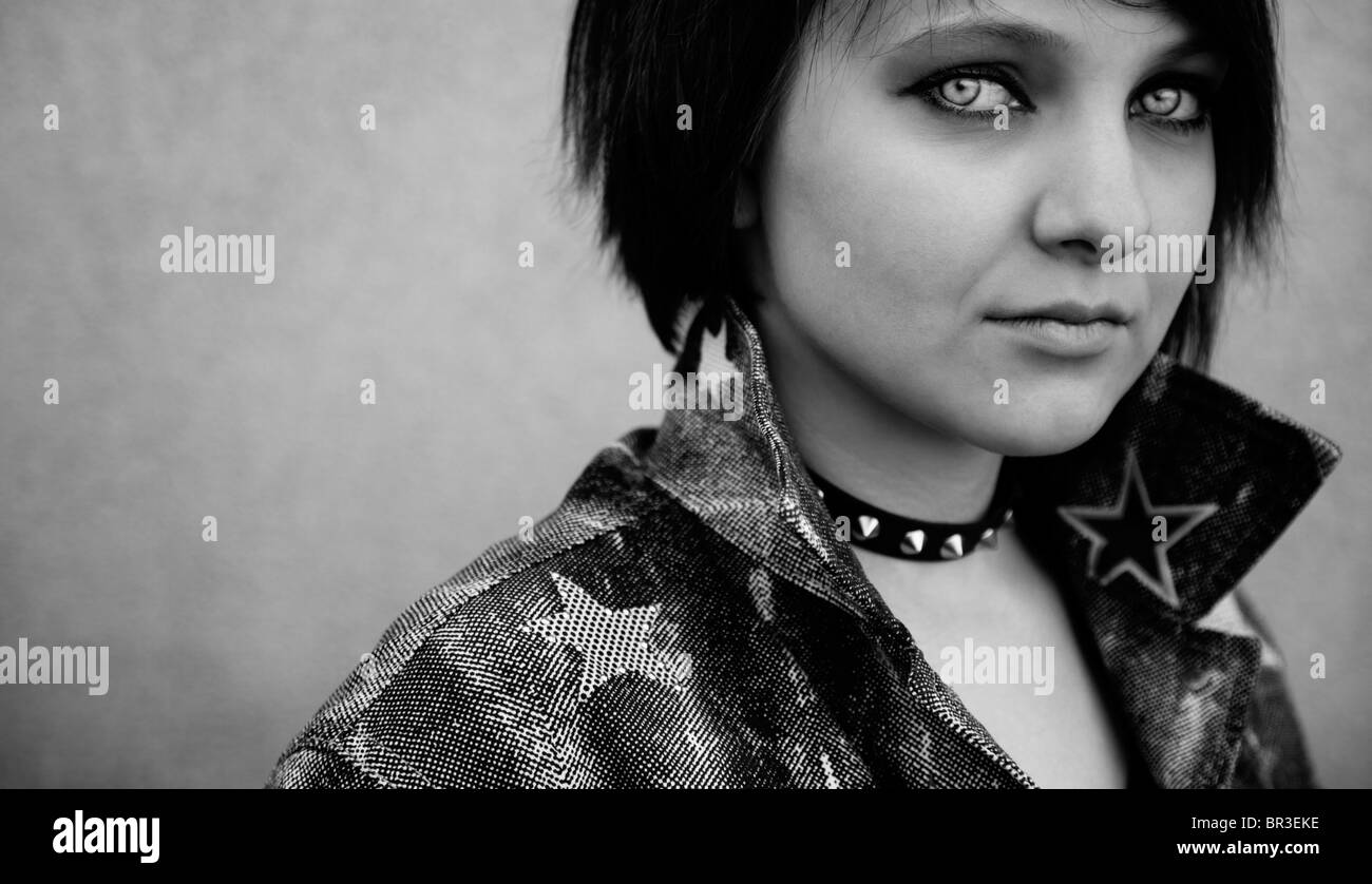 Goth emo teenager Black and White Stock Photos & Images - Alamy