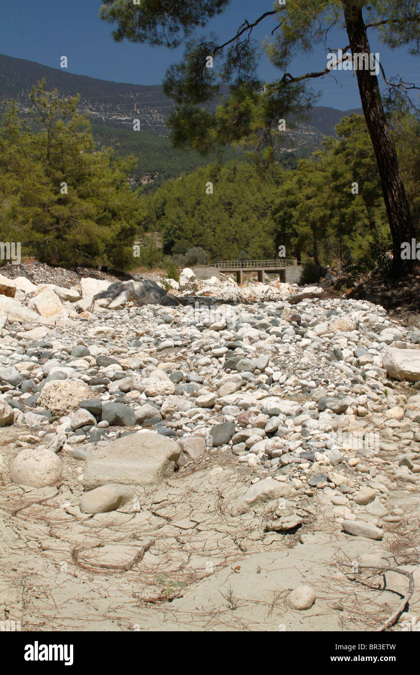 Dry seasonal river course, from the Taurus Mountains, Turkey Stock ...