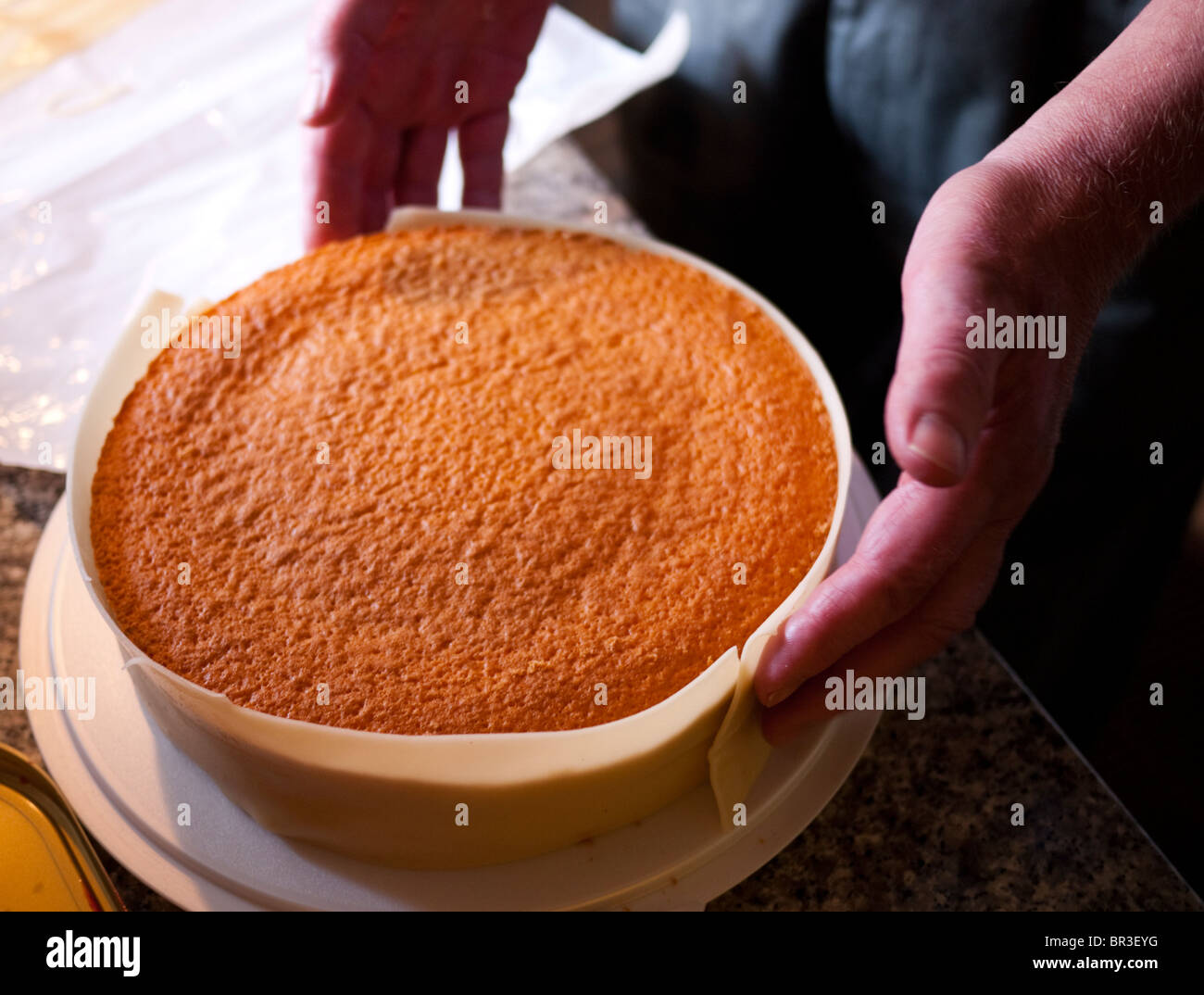 Chef making a birthday cake Stock Photo - Alamy
