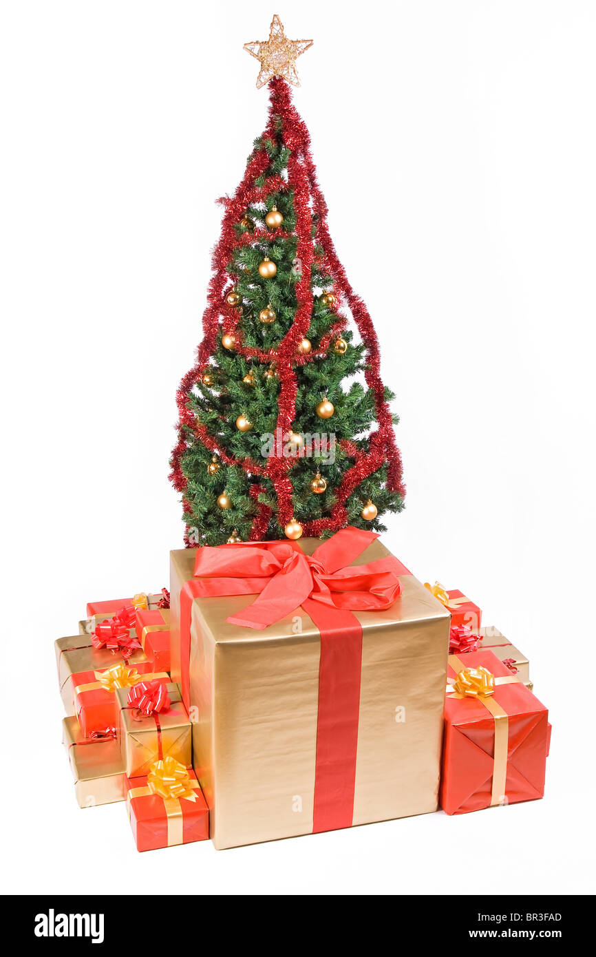 Christmas box with tree Stock Photo - Alamy
