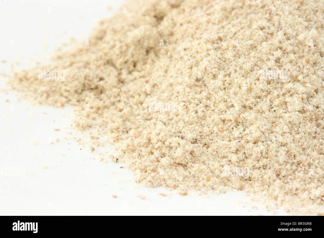 Close up view of whole grain / wholemeal flour on white background ...