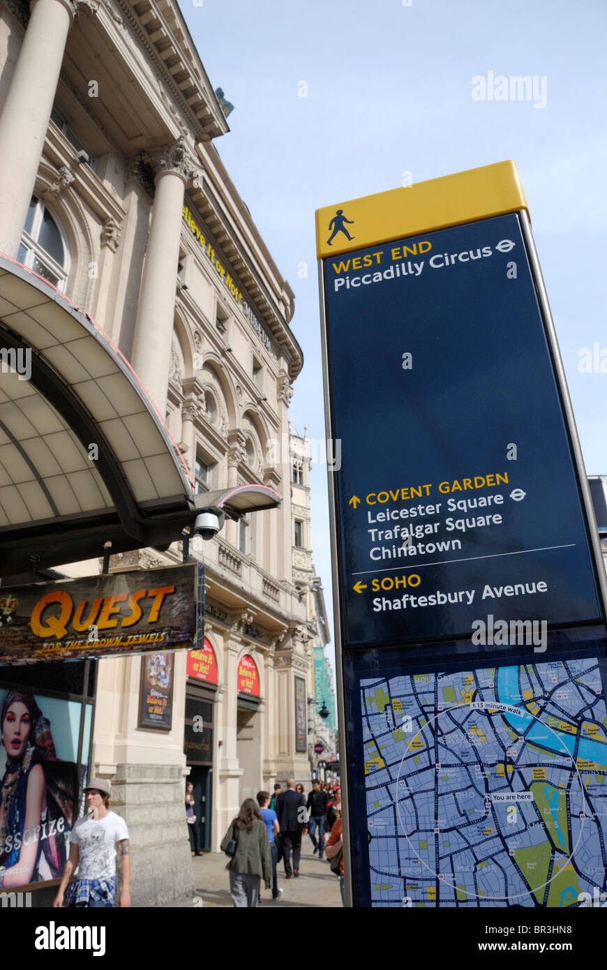 West End Piccadilly Circus sign and map Stock Photo - Alamy