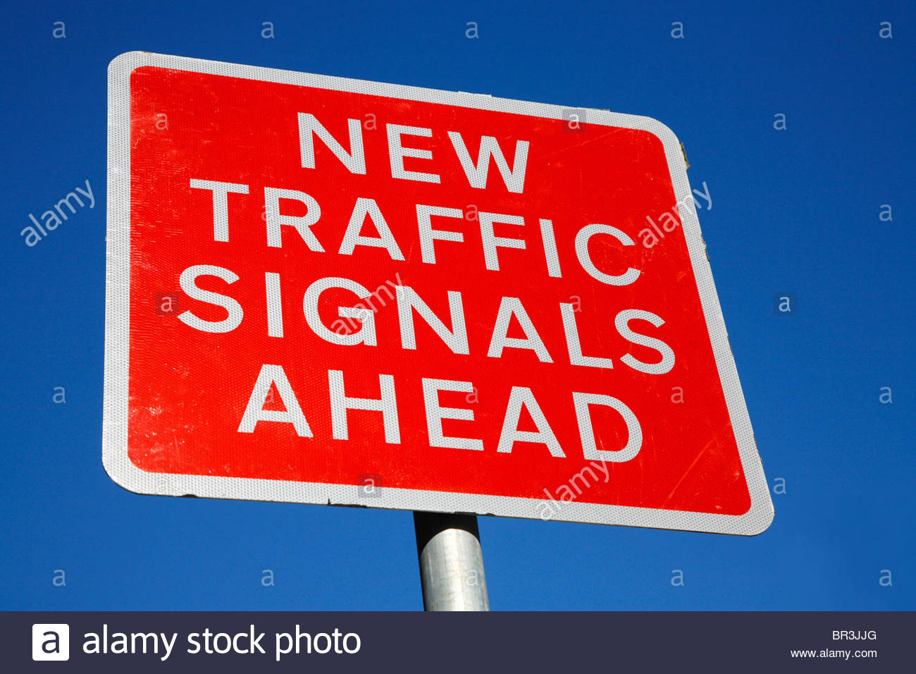 Traffic signals ahead signpost Stock Photo - Alamy