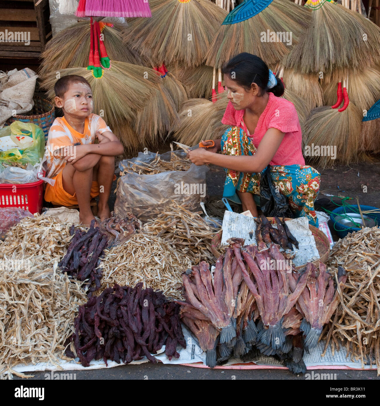 Myanmar. Burma. Yangon. Street market Stock Photo - Alamy