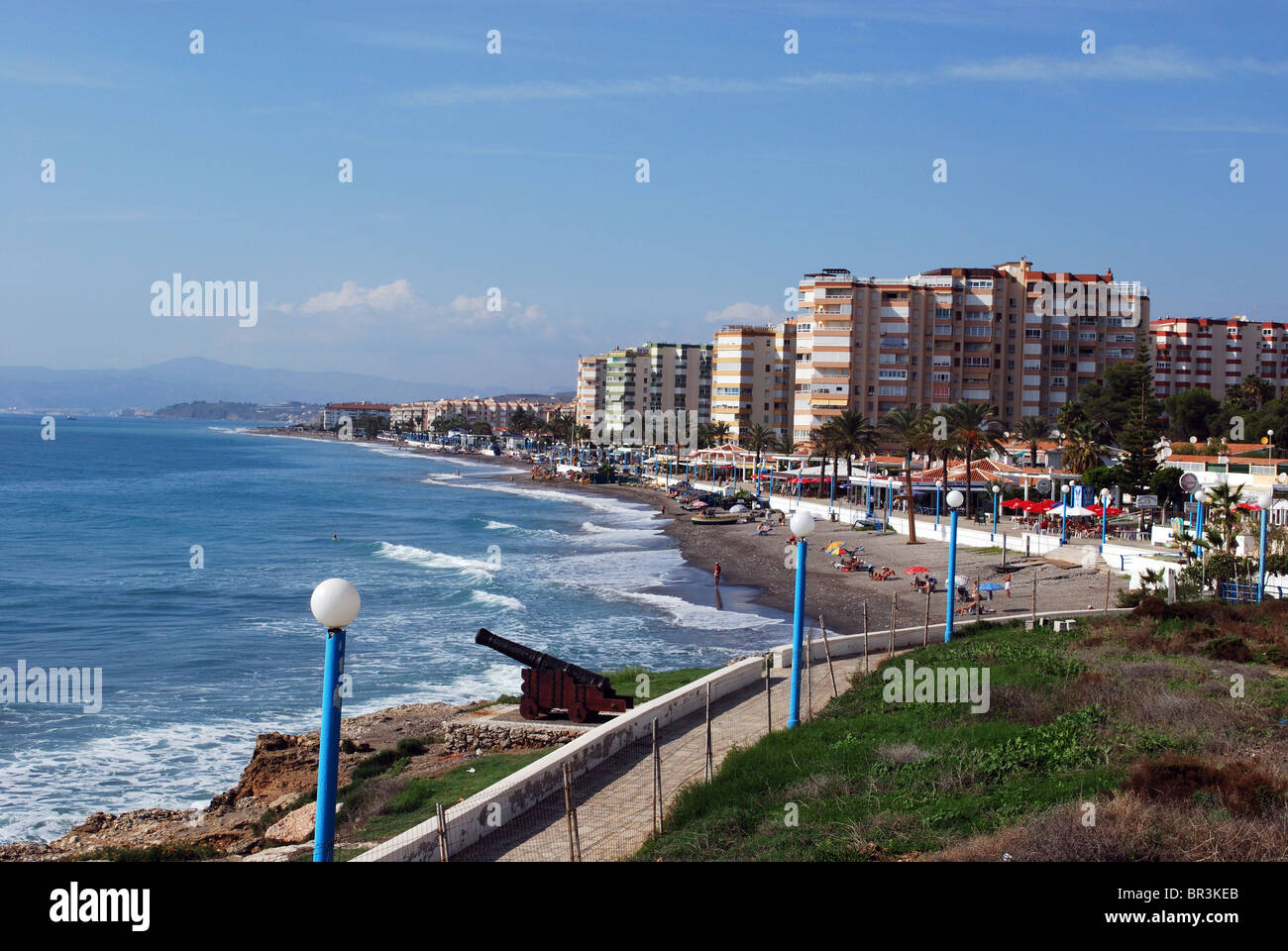 View of the beach and coastline, Torrox Costa, Costa del Sol, Malaga ...
