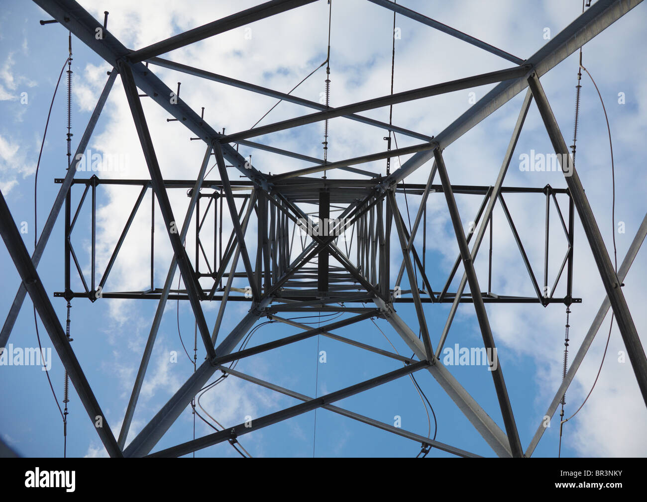 The high-voltage electrical support - bottom view Stock Photo - Alamy