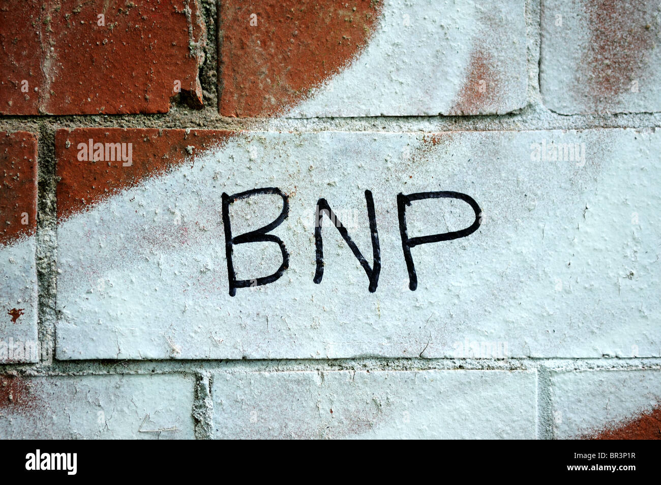 BNP ''British National Party'' Graffiti Painted on to Brick wall Stock ...