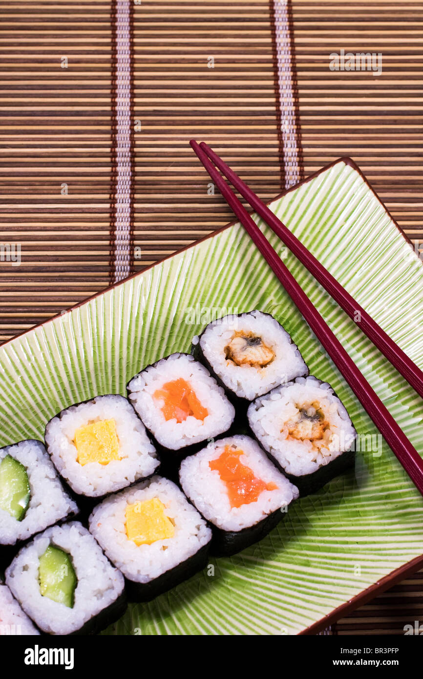 Sushi close up on the table for texture Stock Photo - Alamy