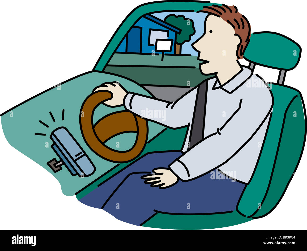 Cartoon man driving car sign hi-res stock photography and images - Alamy