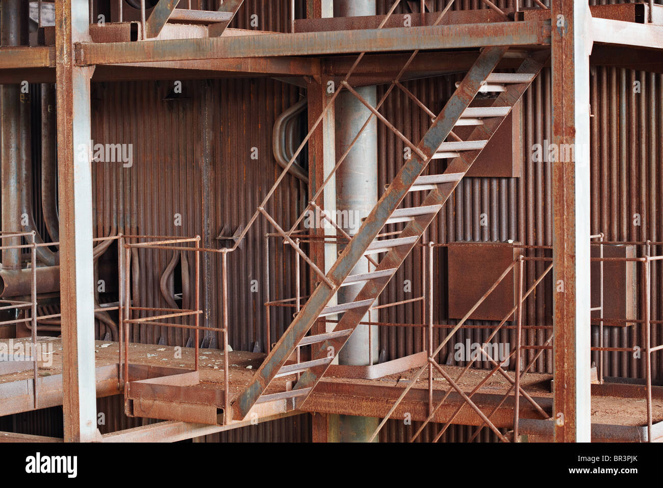 Old rusty metal construction - an abandoned boiler room Stock Photo - Alamy