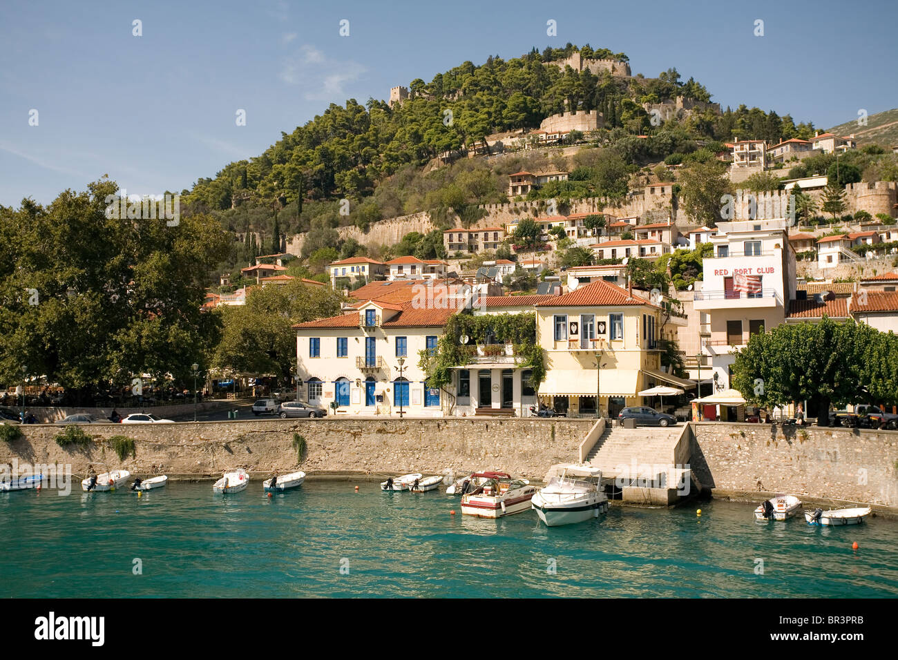 A view of Nafpaktos, Greece from inside the port Stock Photo - Alamy