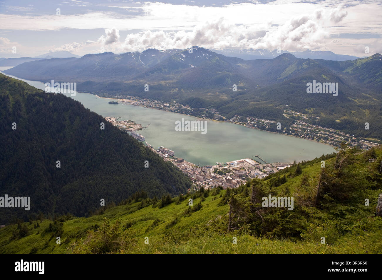 View of town and ocean bay, Juneau, Alaska Stock Photo - Alamy