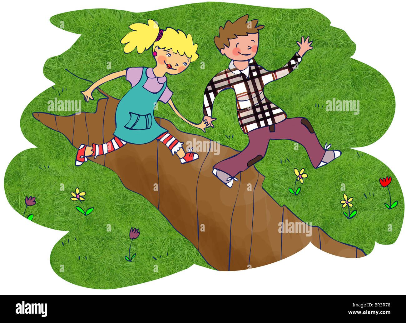Kids leaping cartoon hi-res stock photography and images - Alamy