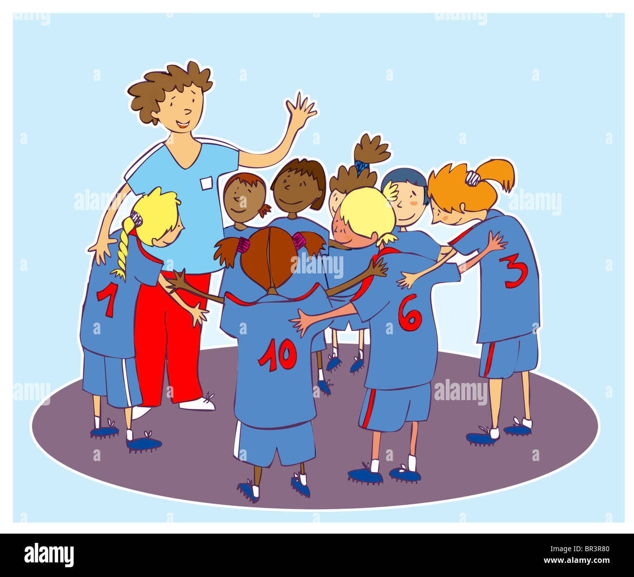 Girls Soccer Team Cartoon