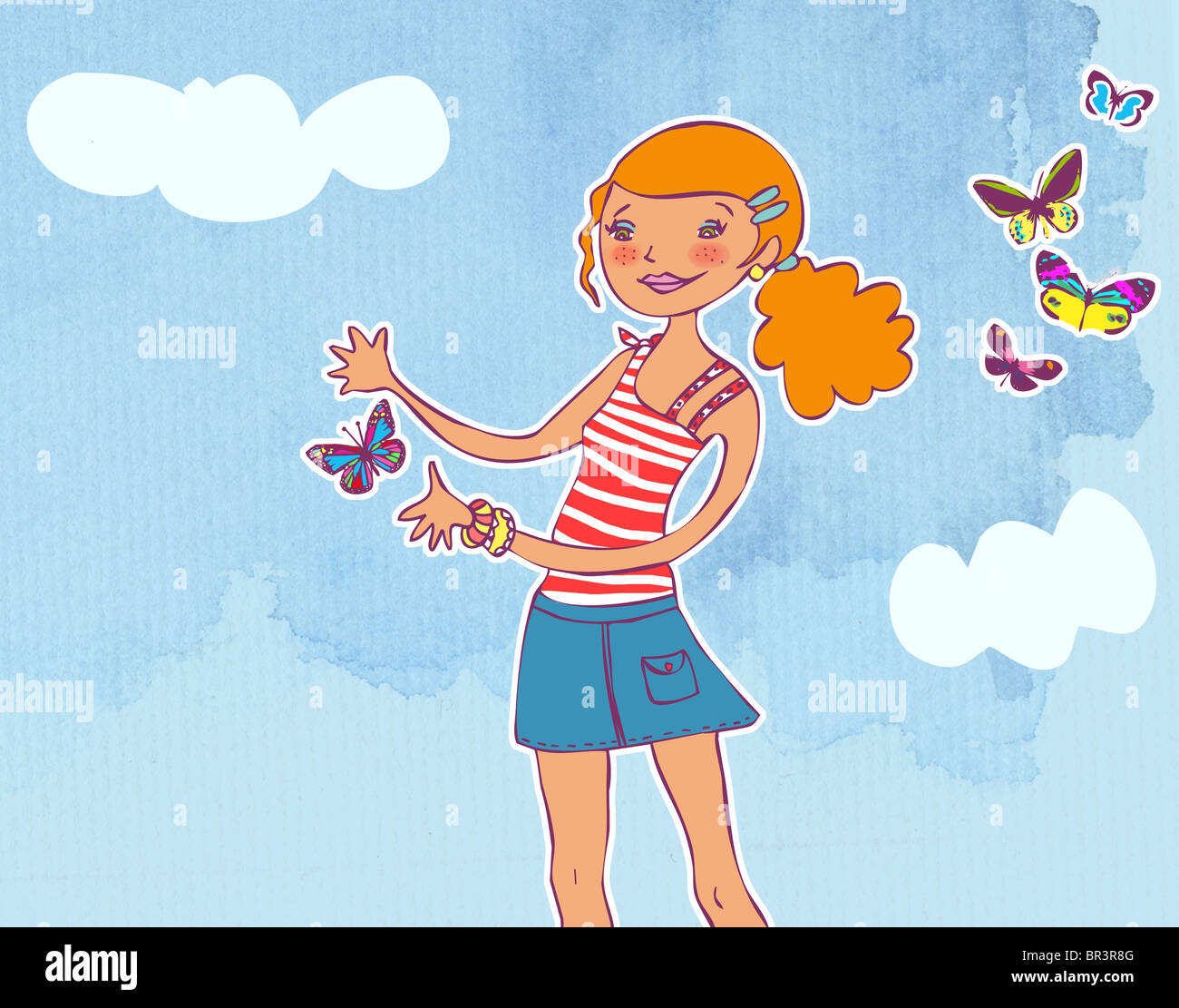 Girl releasing butterfly hi-res stock photography and images - Alamy