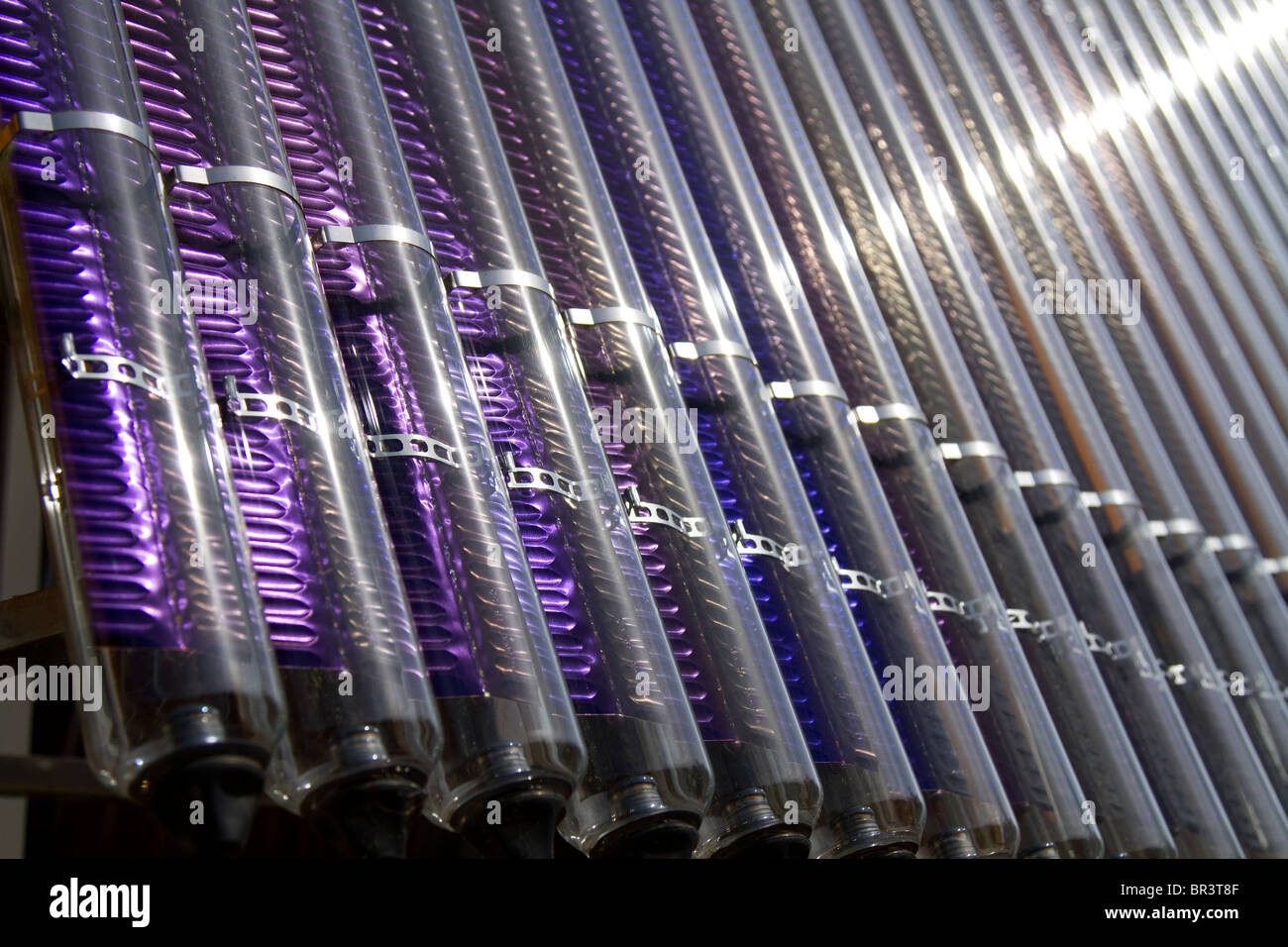 Solar panels, also known as solar thermal collector, with evacuated ...