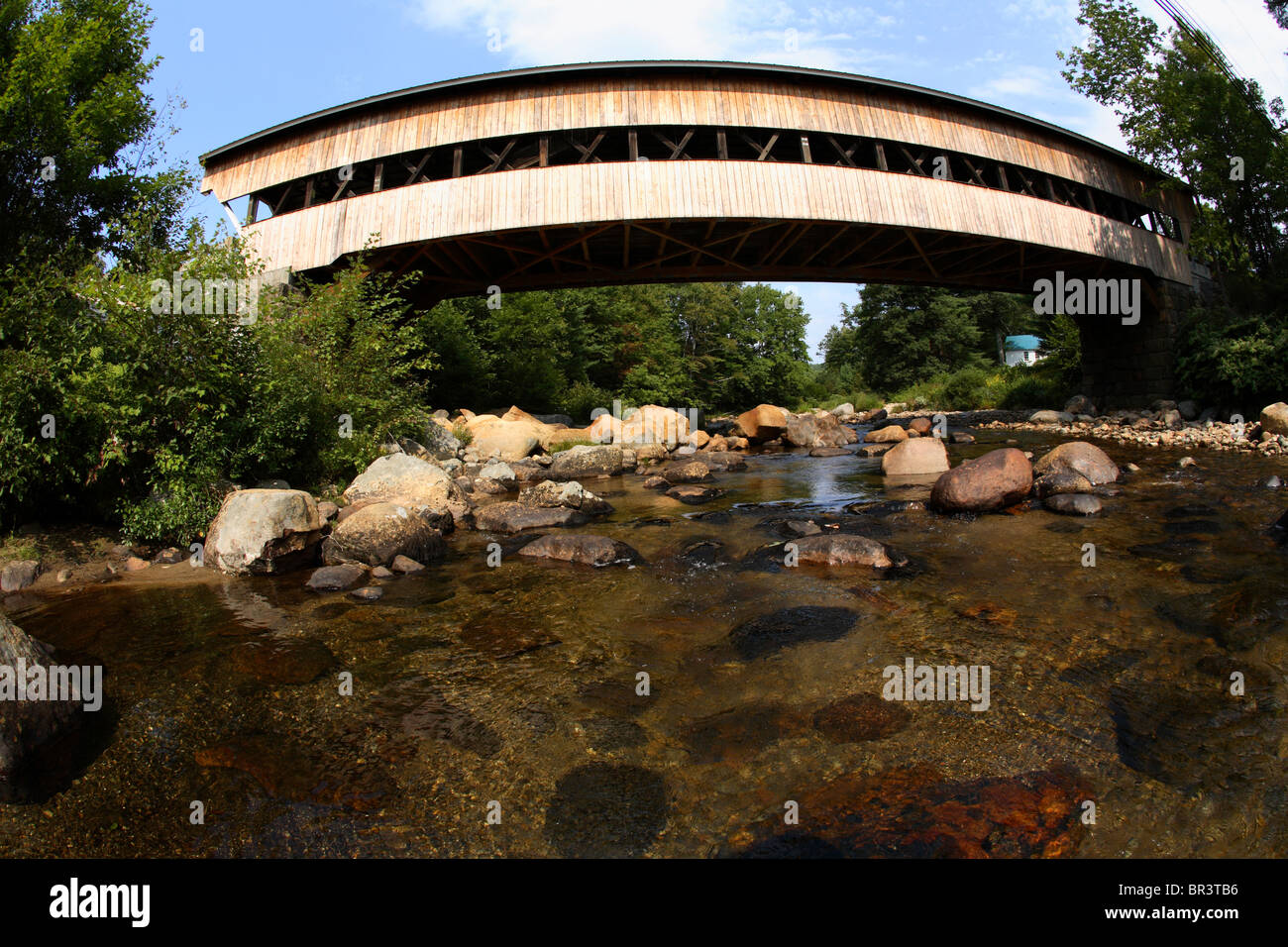 The Honeymoon covered bridge over the Ellis River is still in use in ...