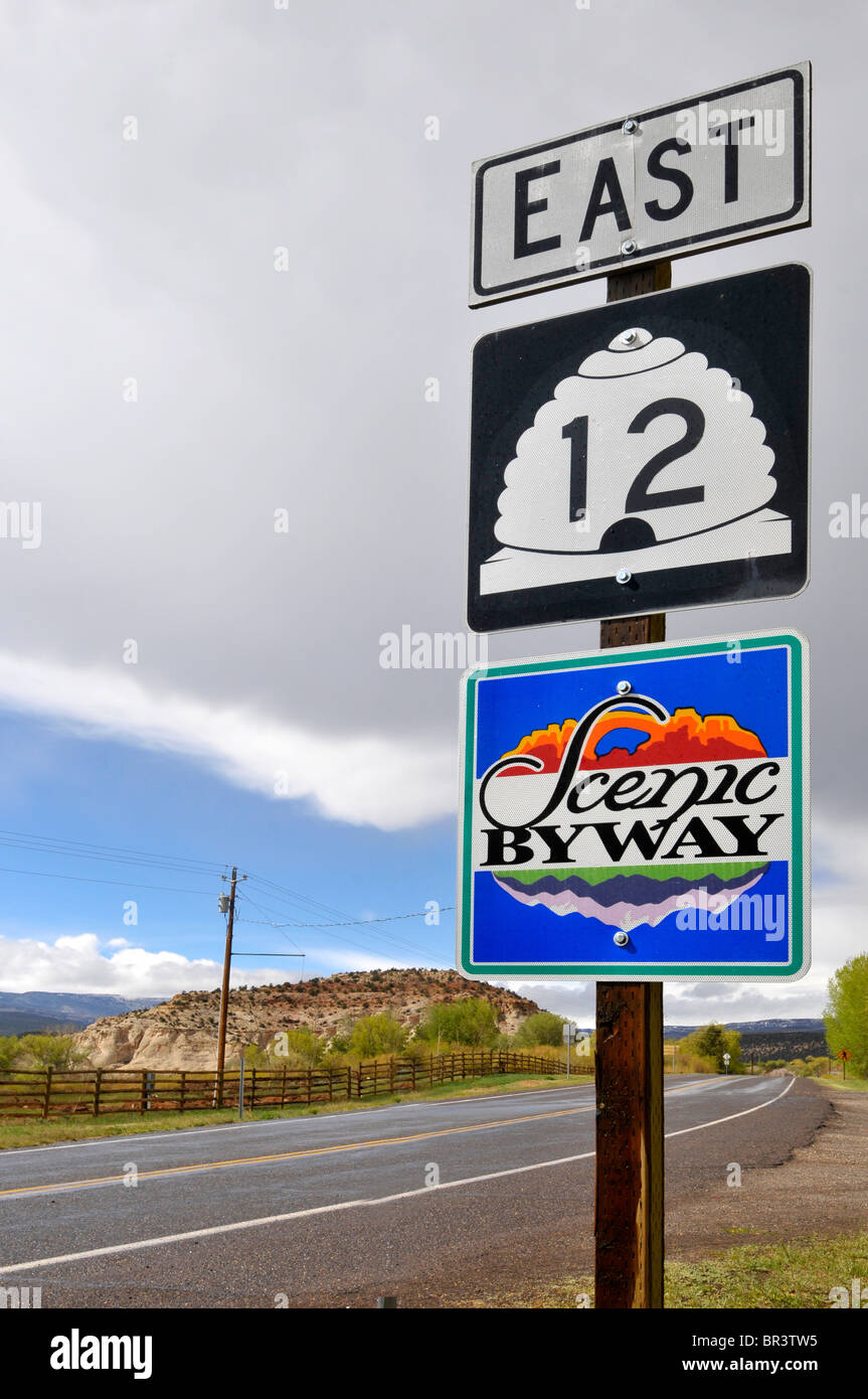 Travel along Scenic Byway 12 near Bryce Canyon National Park Utah Stock ...