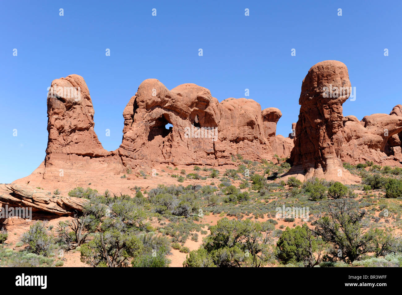 Double Arch Trail Arches National Park Moab Utah Stock Photo - Alamy