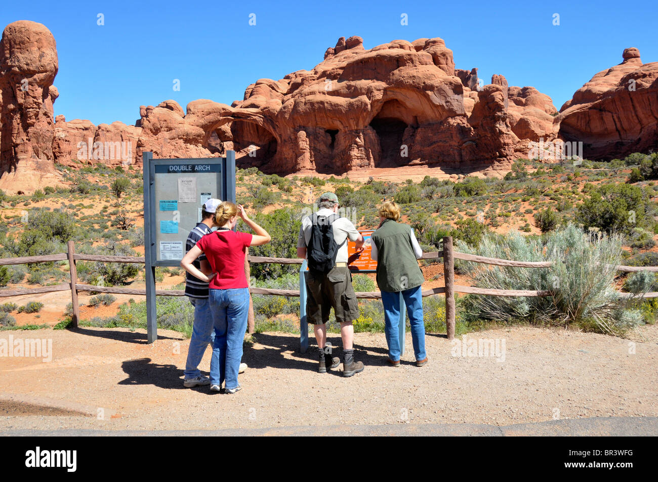 Double Arch Trail Arches National Park Moab Utah Stock Photo - Alamy