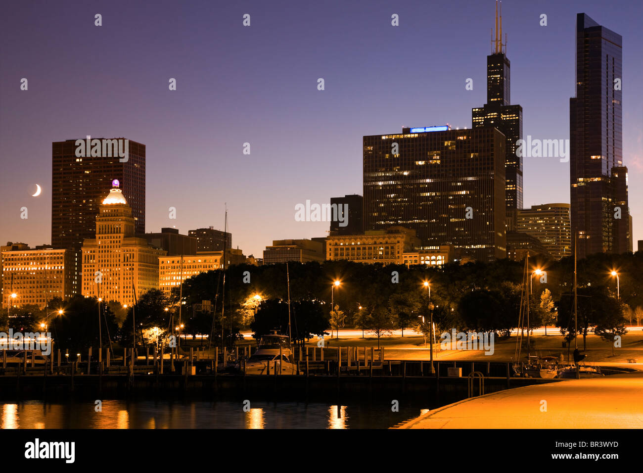 Moon in Chicago Stock Photo - Alamy
