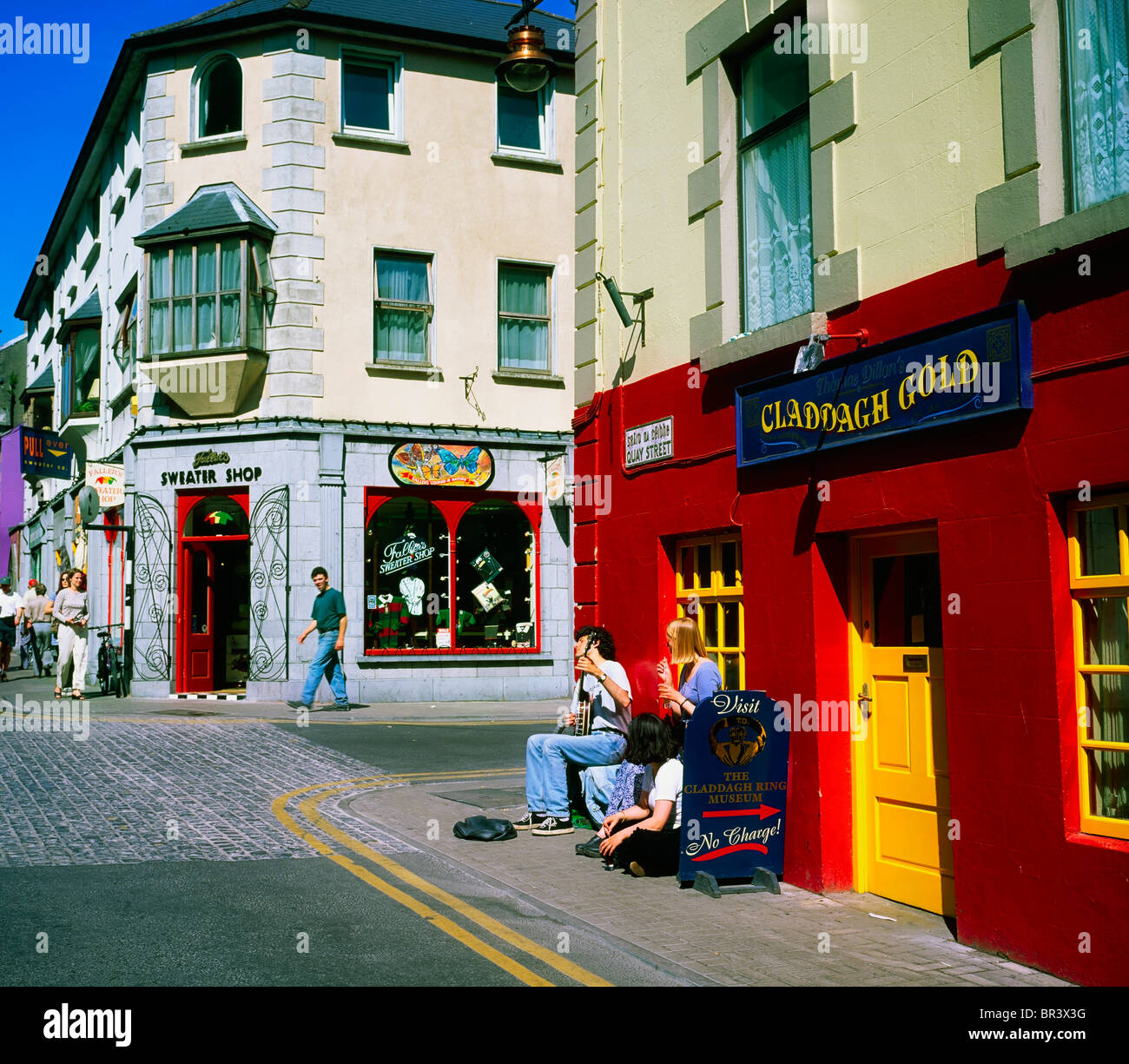 Galway City, Co Galway, Ireland, Buskers On Quay Street Stock Photo - Alamy