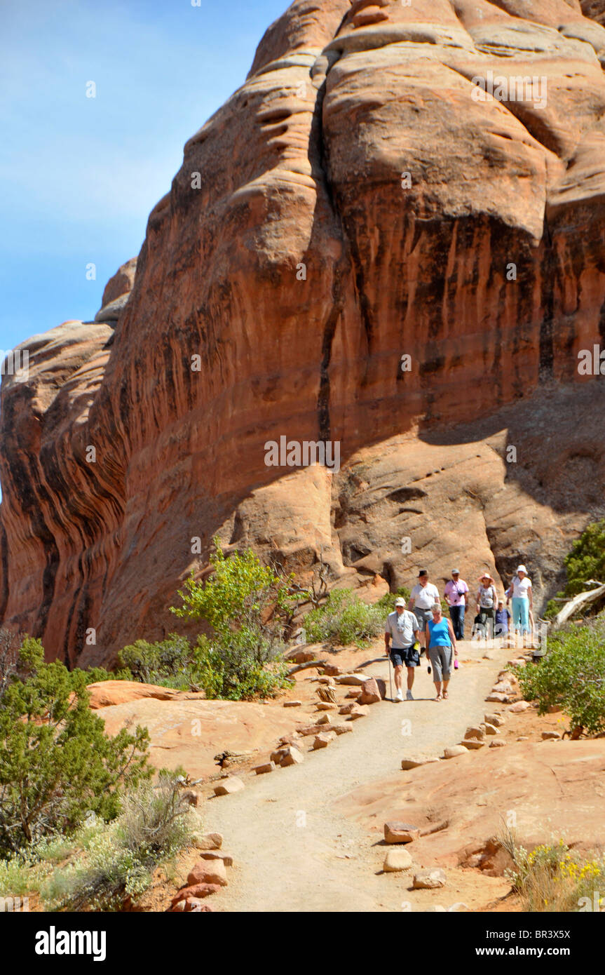 Hikers in Devil's Garden Area Arches National Park Moab Utah Stock ...