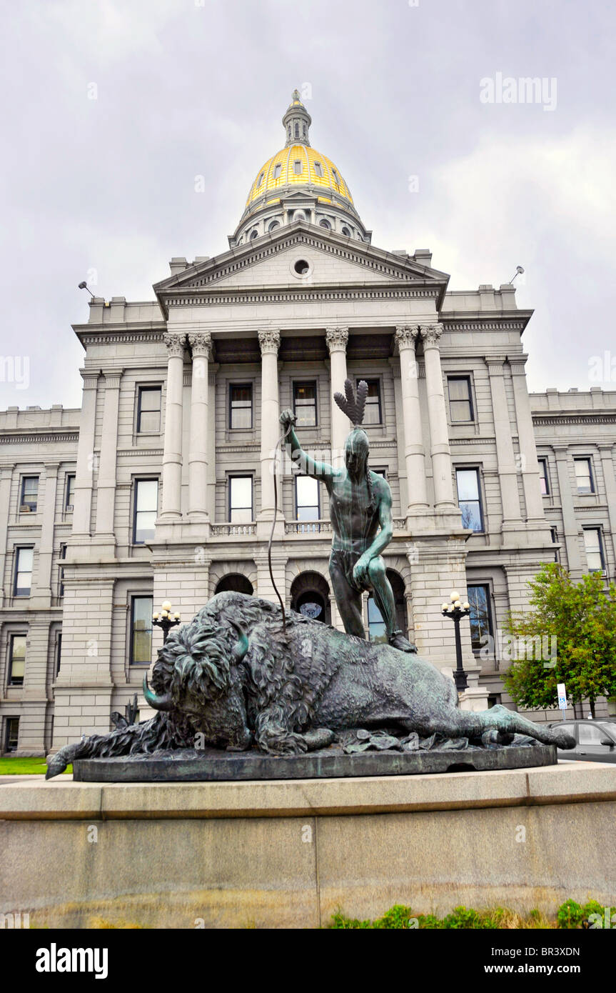 Closing Era Statue at State Capitol Building Denver Colorado Stock ...