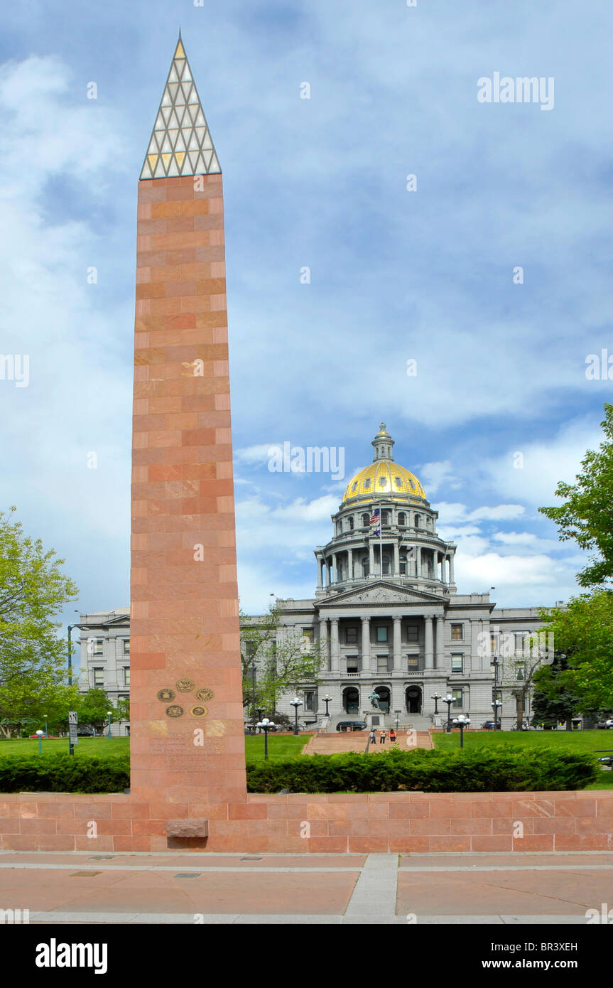Colorado Veteran's Monument and State Capitol Denver Colorado Stock ...