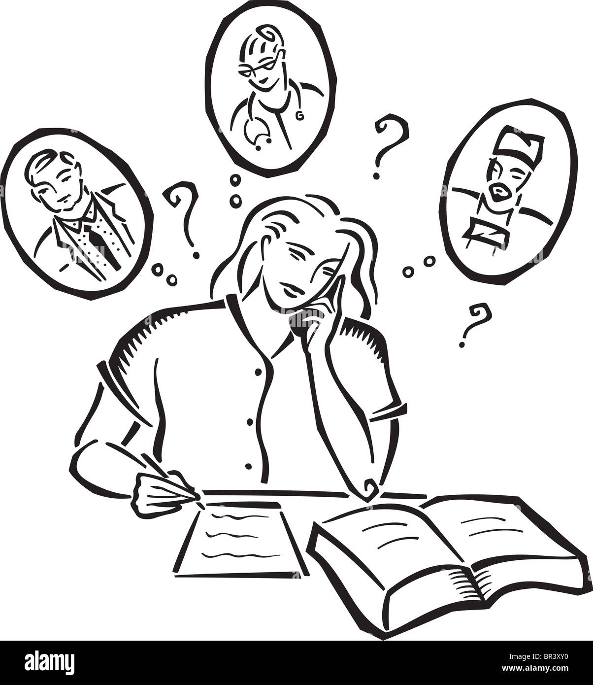 Person Thinking And Writing Clipart