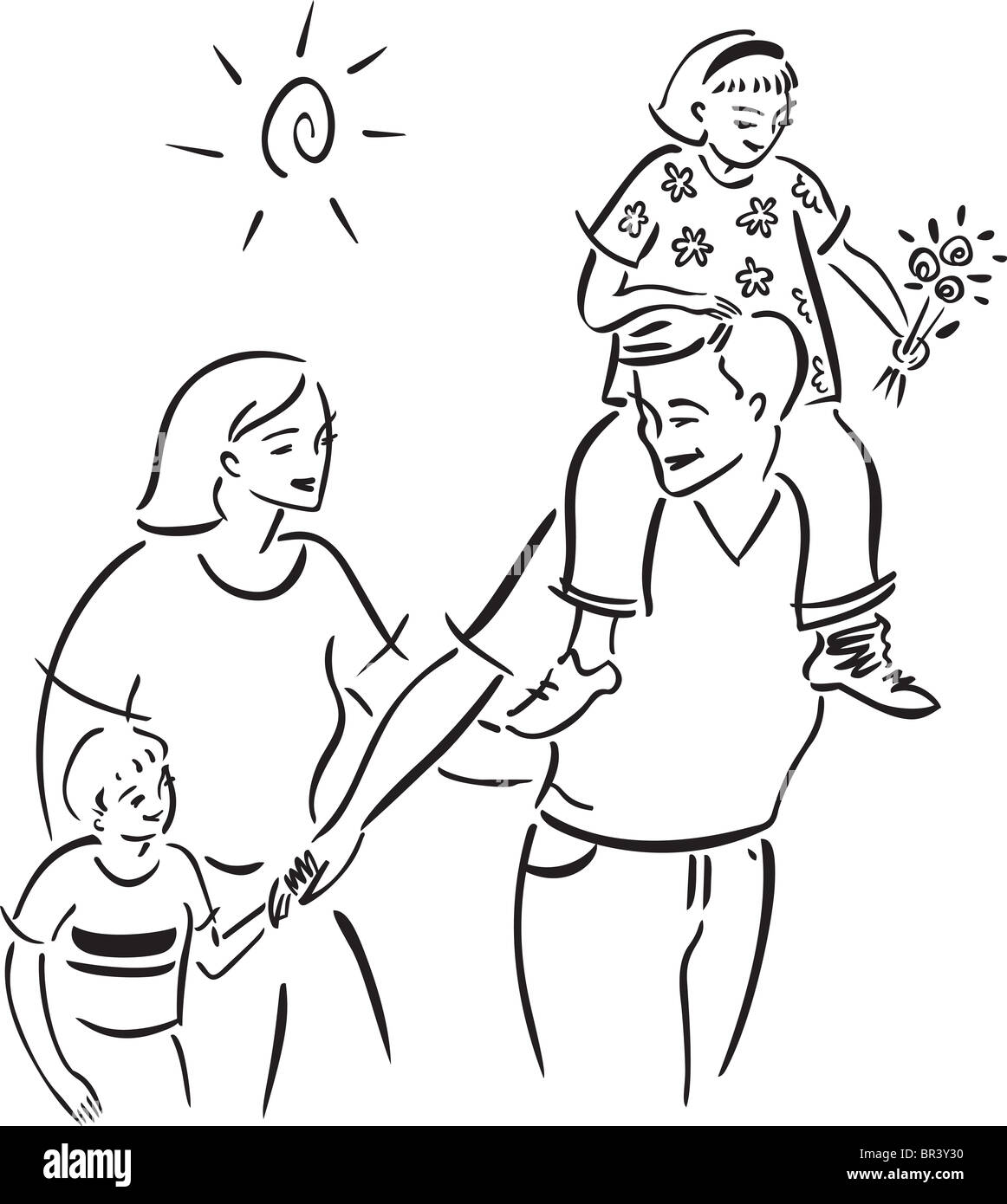 Mother daughter loving outline hi-res stock photography and images - Alamy