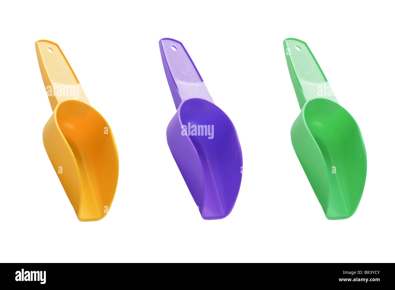 Three small scoops. Isolated on a white background Stock Photo - Alamy