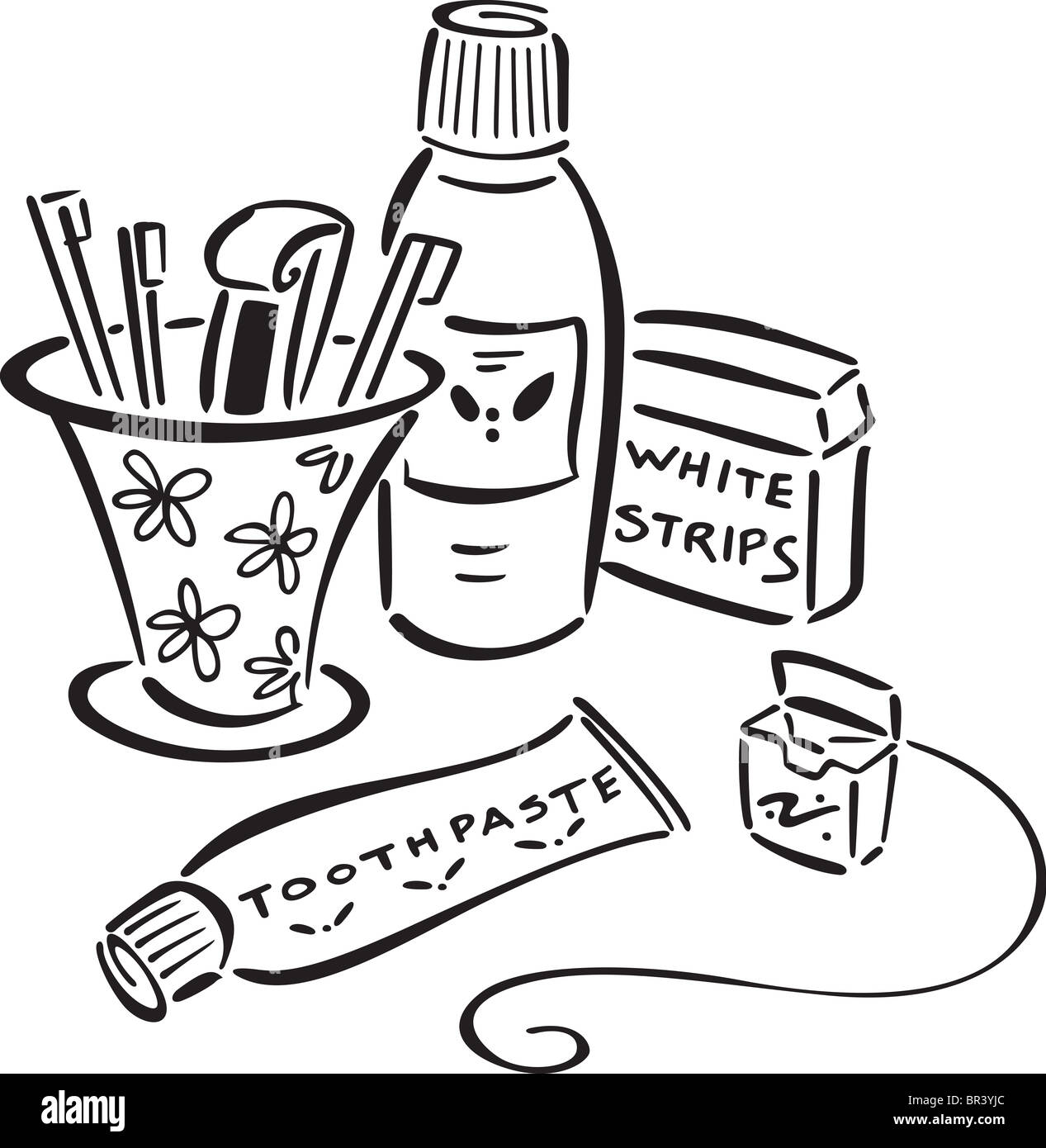 Toothbrush And Toothpaste Black And White