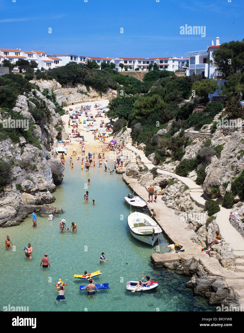 Menorca - Picturesque cove at the resort of Cala n'Forcat situated on ...